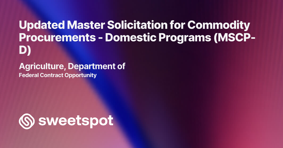 Updated Master Solicitation for Commodity Procurements - Domestic ...