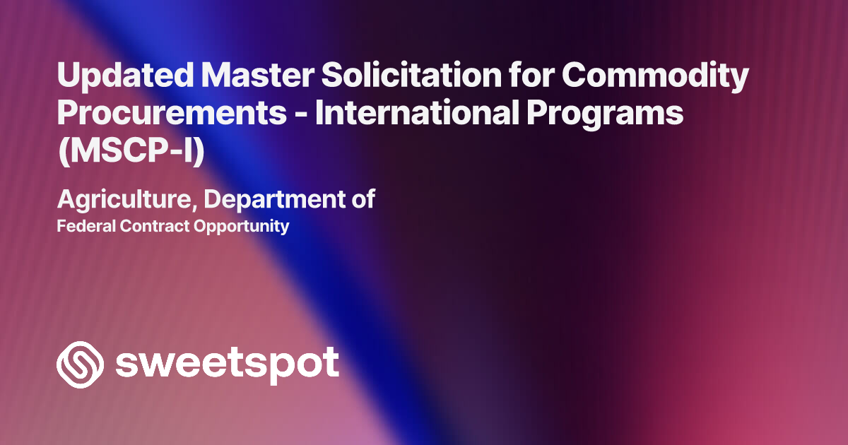 Updated Master Solicitation for Commodity Procurements - International ...