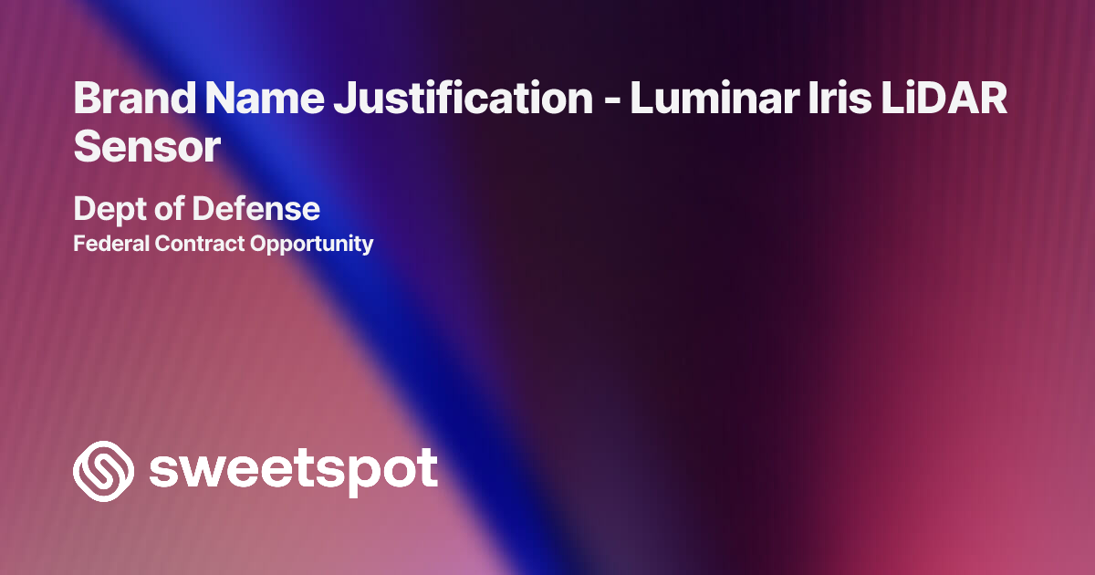 Brand Name Justification - Luminar Iris LiDAR Sensor
