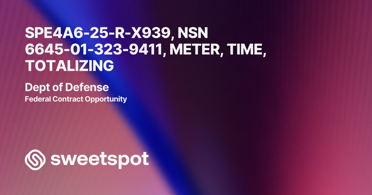SPE4A6-25-R-X939, NSN 6645-01-323-9411, METER, TIME, TOTALIZING