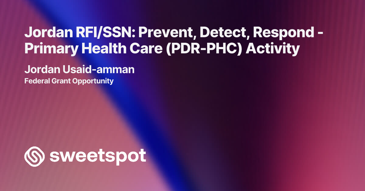 Jordan RFI/SSN: Prevent, Detect, Respond - Primary Health Care (PDR-PHC ...