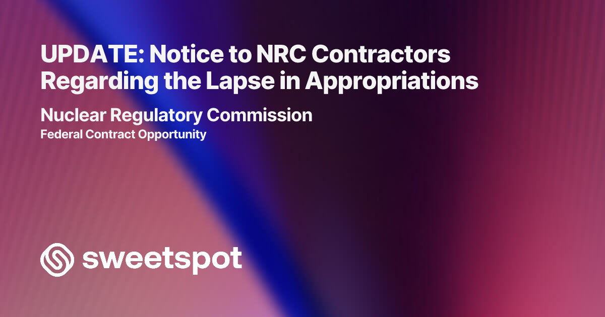 UPDATE: Notice to NRC Contractors Regarding the Lapse in Appropriations