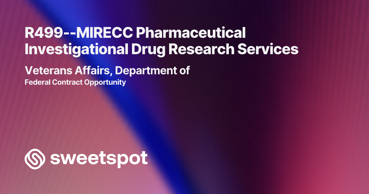 R499--MIRECC Pharmaceutical Investigational Drug Research Services